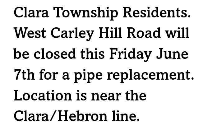 West Carley Hill Rd. Will Be Closed June 7th – Solomon's Words for the Wise