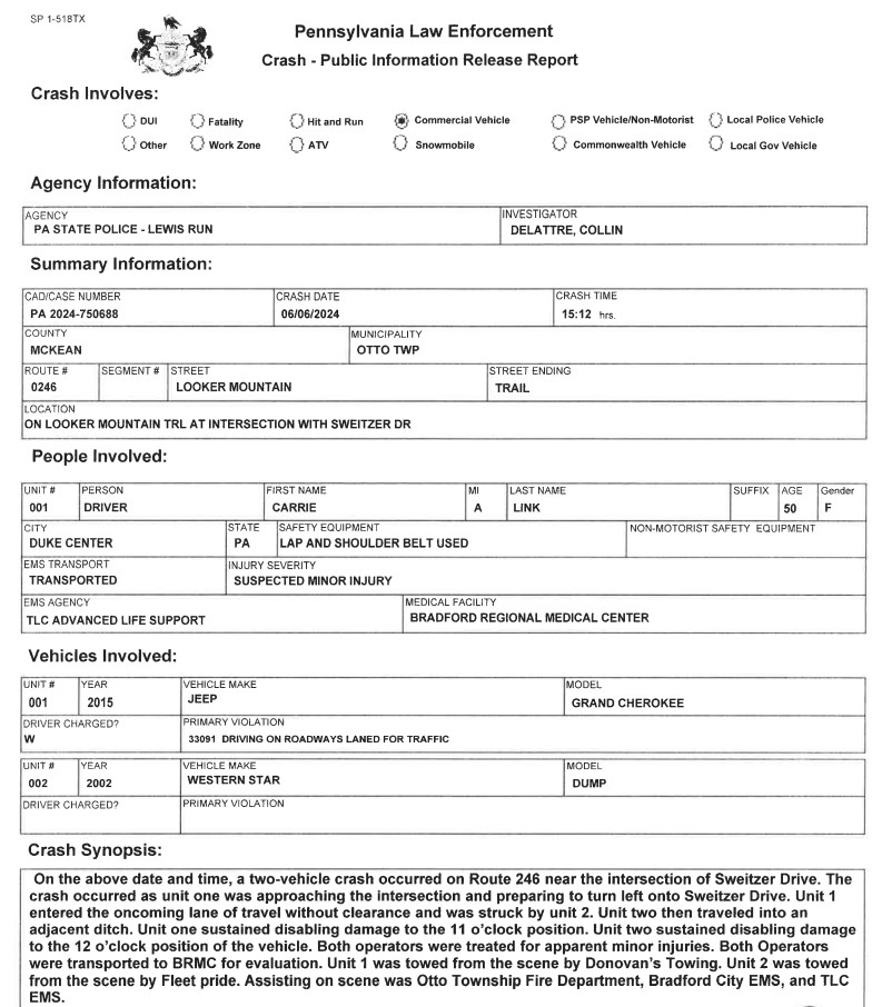 Suspected Minor Injuries And Disabling Damage In Two Vehicle Crash On ...