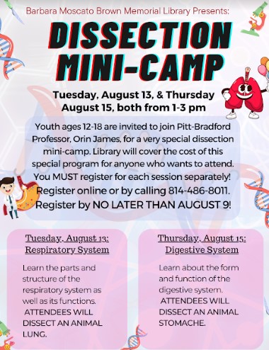 Free Dissection Camp at Library in Emporium – Solomon's Words for the Wise