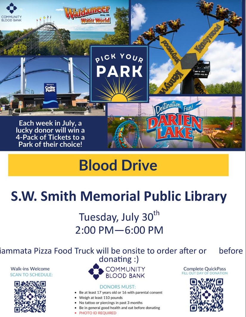 July 30th Bloodmobile Drive at the S.W. Smith Memorial Public Library ...