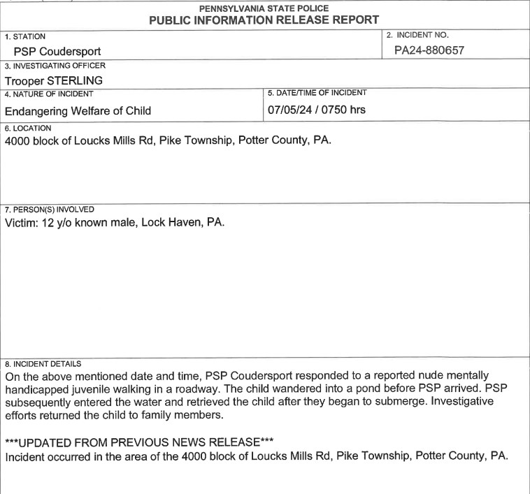 Corrected Police Report For Child Endangerment Investigation In Pike ...