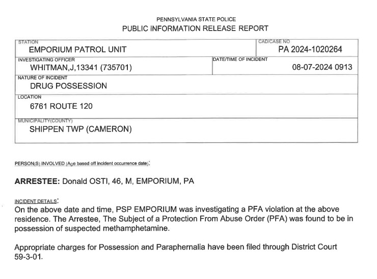 Drug Possession Arrest In Shippen Twp. – Solomon's Words for the Wise