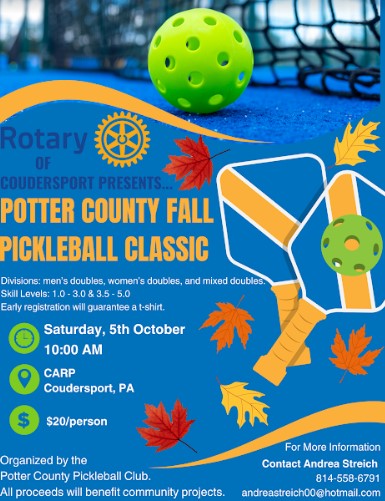 Potter County Fall Pickle Ball Classic. Sign Up Today, Spots are ...