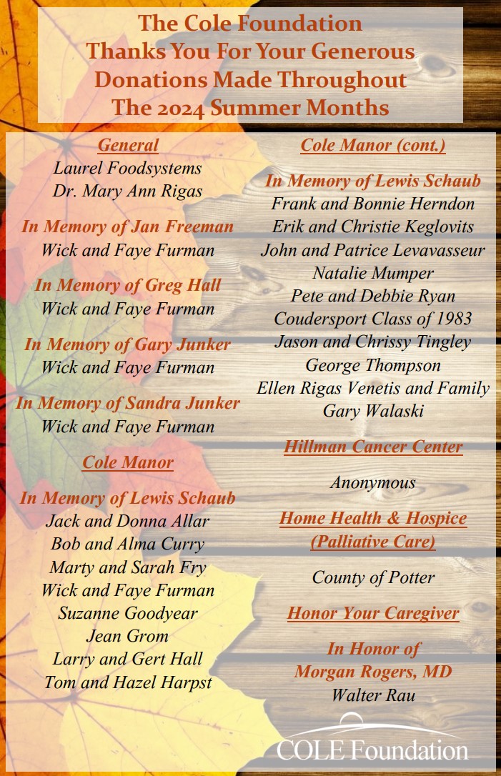 UPMC Cole Thanks Donators – Solomon's Words for the Wise