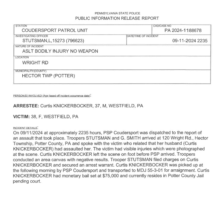 Westfield Man Arrested For Assault In Hector Twp. – Solomon's Words for ...