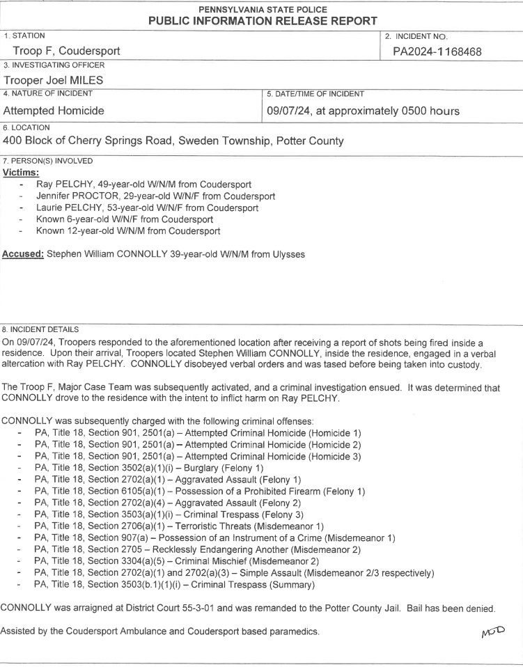 Coudersport PSP Investigating An Incident In Sweden Twp. – Solomon's Words for the Wise