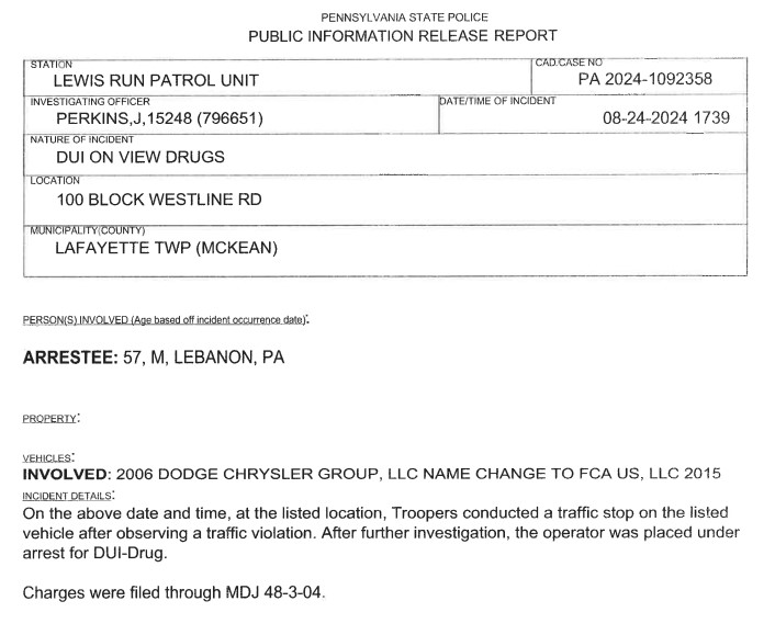 Multiple DUI Arrests In McKean County – Solomon's Words for the Wise