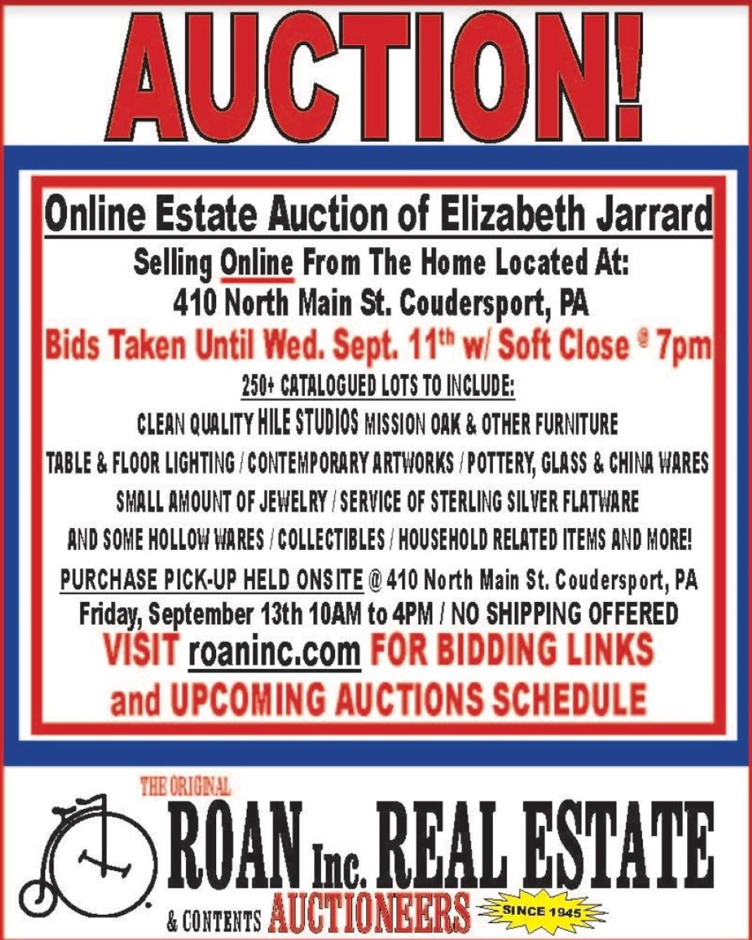 Roan INC. Online Estate Auction – Solomon's Words for the Wise