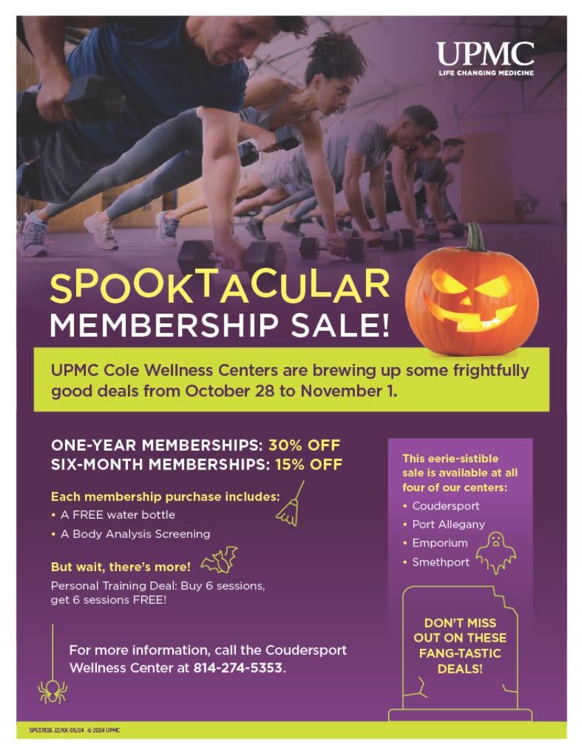 Spooktacular Membership Sale at UPMC Cole – Solomon's Words for the Wise
