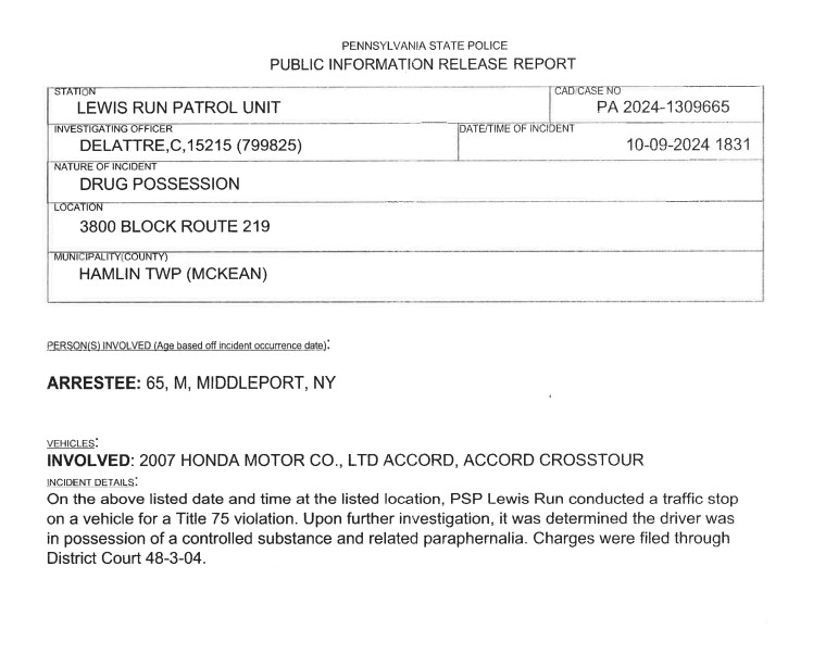 Drug Possession Arrest IN McKean County – Solomon's Words for the Wise