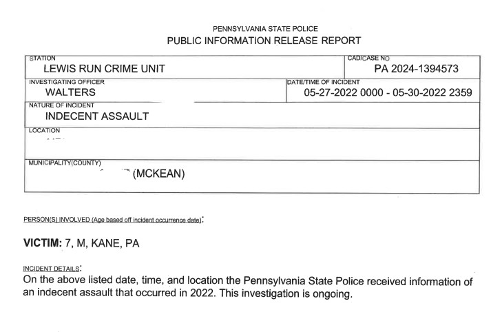Indecent Assault Arrest In McKean County – Solomon's Words for the Wise