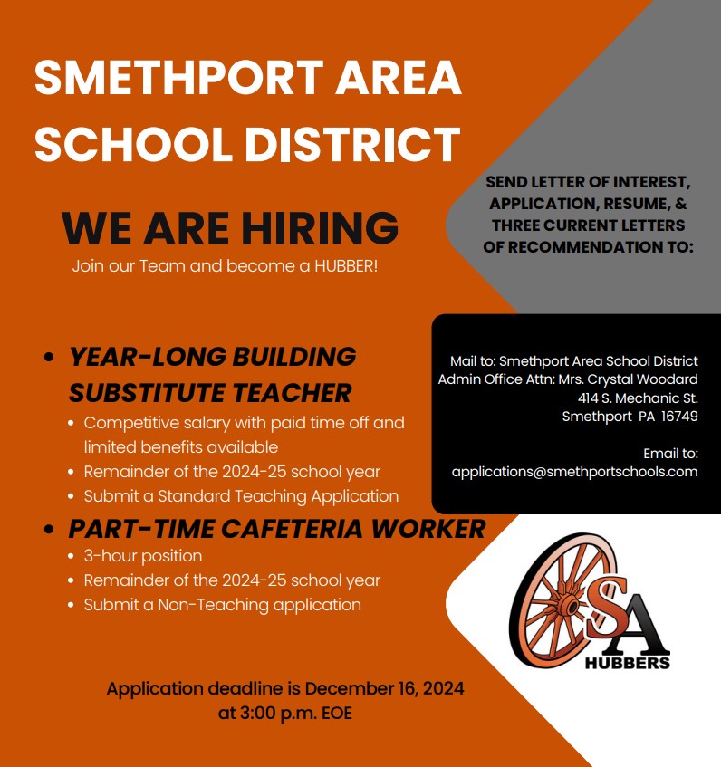 Smethport Area School District Is Hiring – Solomon's Words for the Wise