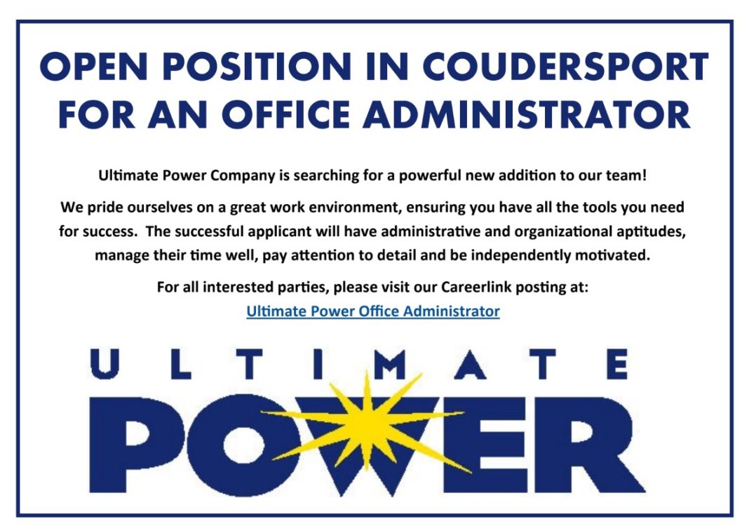 “OPEN POSITION – COUDERSPORT, PA” – Solomon's Words for the Wise