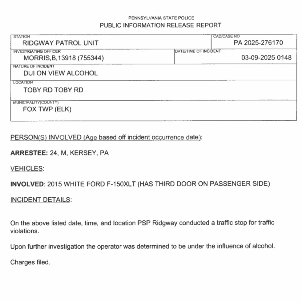 DUI Arrest In Fox Twp. – Solomon's Words for the Wise