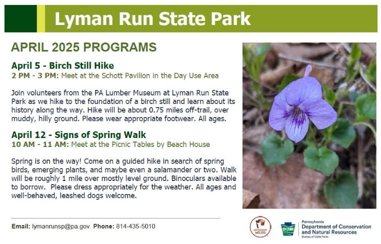Lyman Run April Programs – Solomon's Words for the Wise