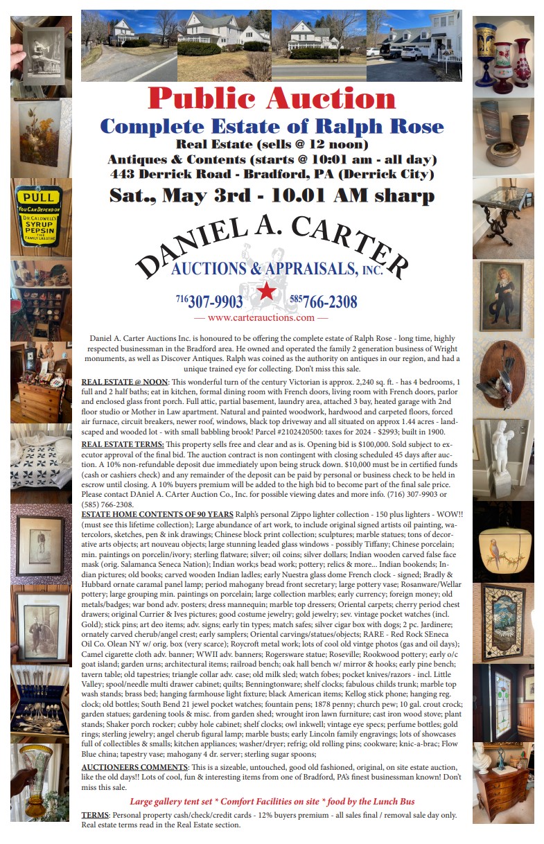 Daniel A. Carter Public Estate Auction May 3rd, In Bradford – Solomon's ...