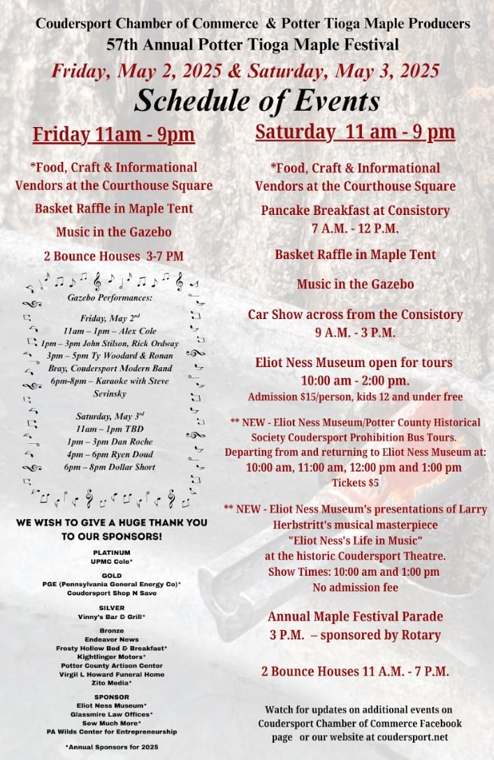 57th Annual Potter-Tioga Maple Festival May 2nd & 3rd – Solomon's Words ...