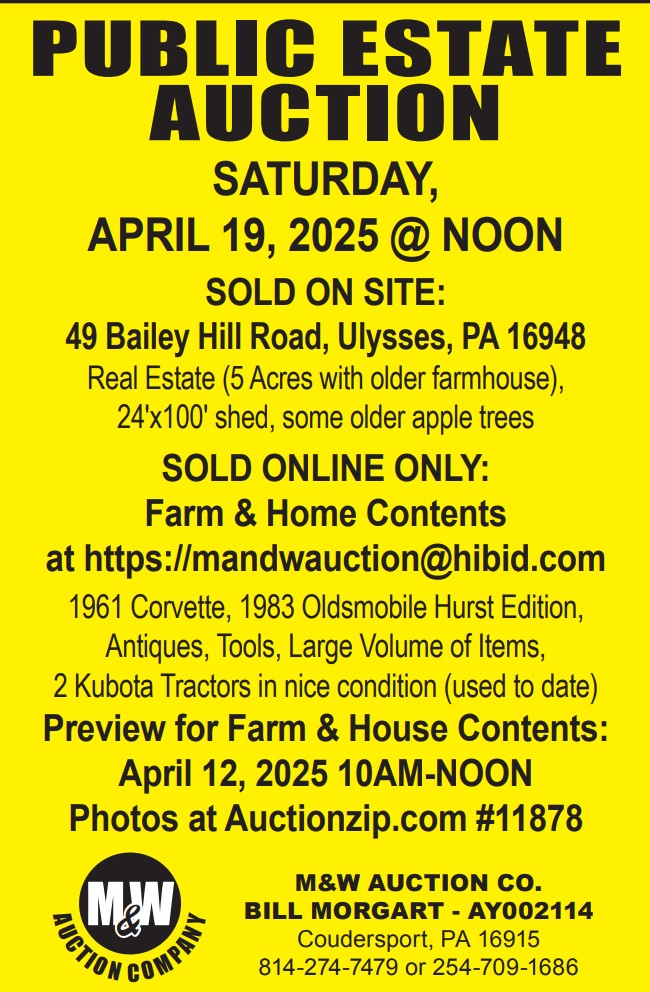 M & W Auction Co Public Estate Auction April 19th – Solomon's Words for the Wise