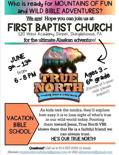 IT’S VBS TIME @ FIRST BAPTIST CHURCH IN SHINGLEHOUSE – Solomon's Words for the Wise