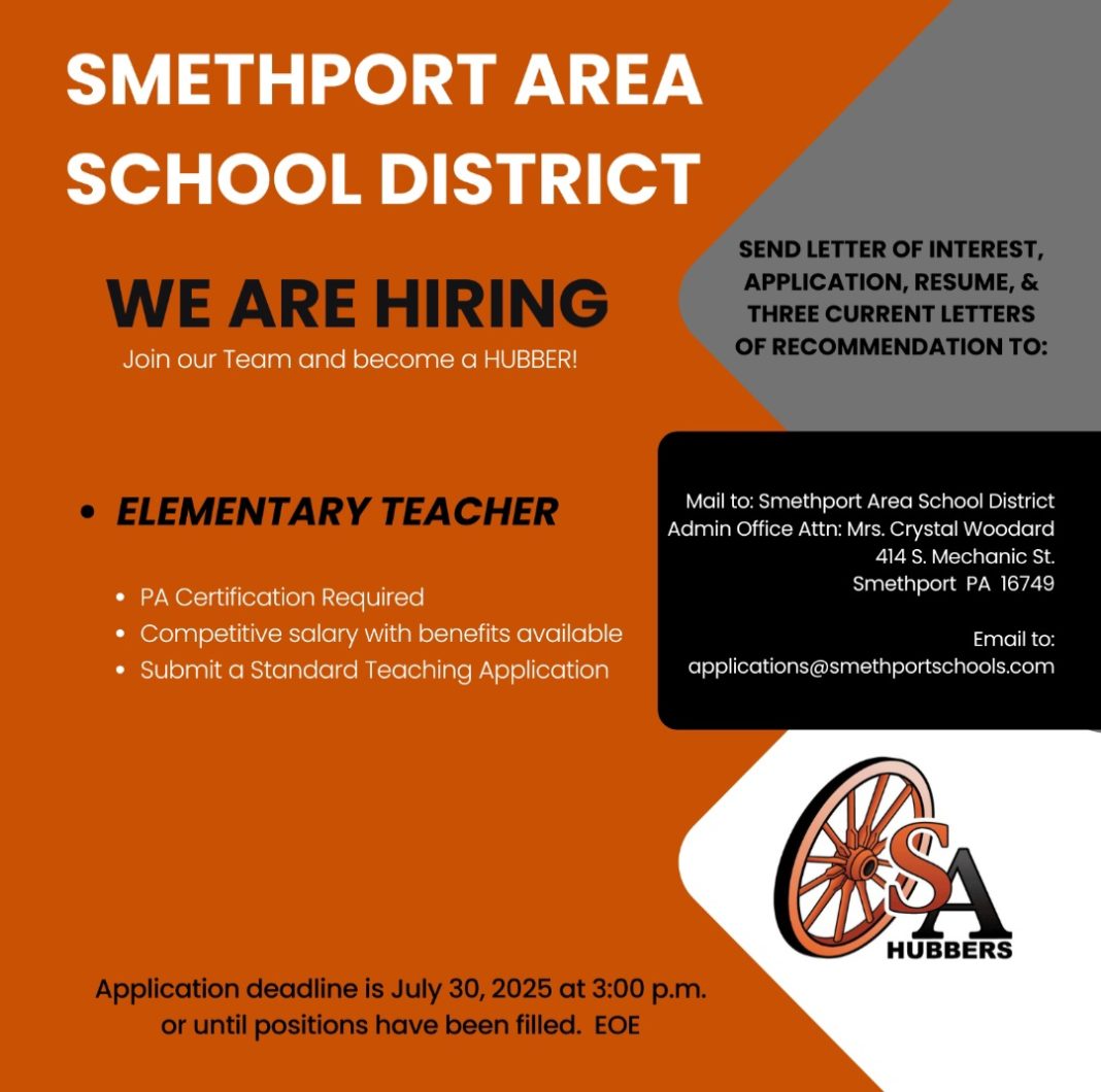 Smethport School District Is Hiring An Elementary School Teacher ...