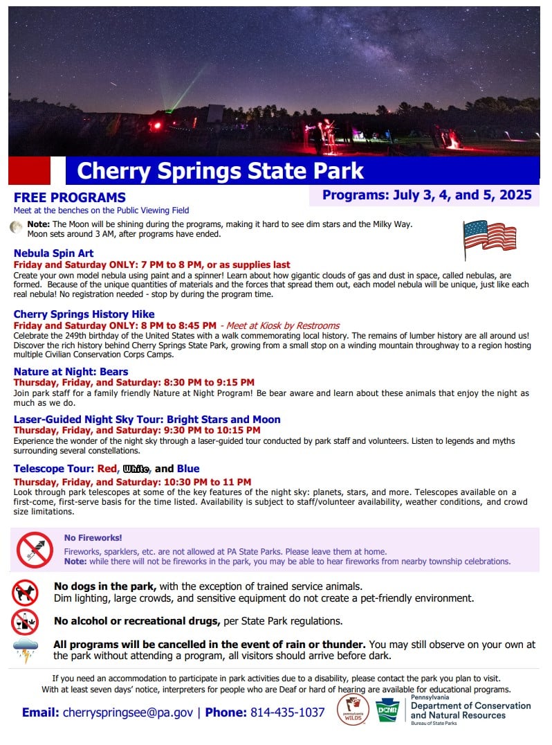 Cherry Springs Fourth Of July Weekend Activities – Solomon's Words for ...