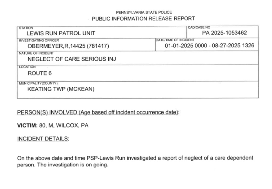 Neglect Investigation Ongoing In Keating Twp. – Solomon's Words for the ...