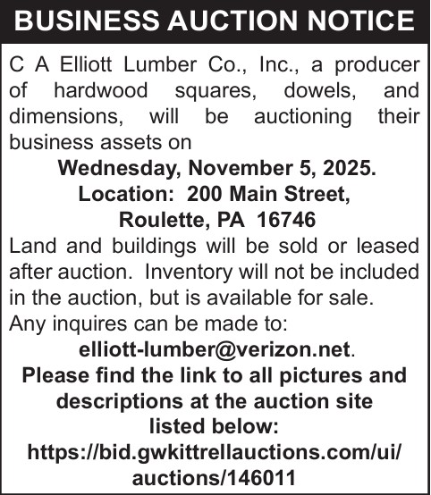C A Elliott Lumber Co., Inc Business Auction Notice – Solomon's Words ...