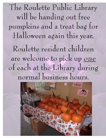Roulette Public Library Gives Free Pumpkins And A Treat Bag For ...