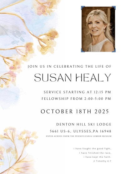 Susan Healy Celebration of Life, October 18th – Solomon's Words for the ...