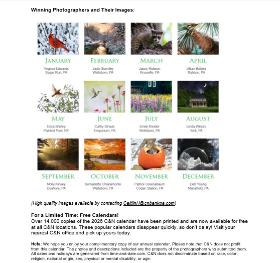 C&N Announces 2025 Calendar Contest Winners – Solomon's Words for the Wise