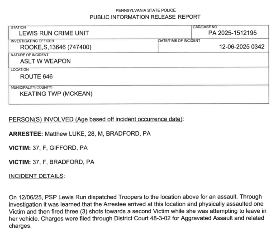 Assault With A Weapon Arrest In Keating Twp. – Solomon's Words for the Wise