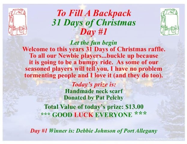 LET THE FUN BEGIN, TO FILL A BACKPACK, 31 DAYS OF CHRISTMAS, DAY 1 ...