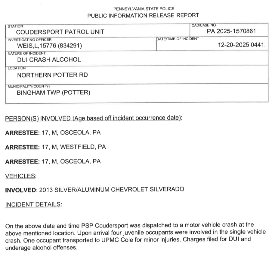 Multiple Arrests In DUI Crash In Bingham Twp. – Solomon's Words for the ...