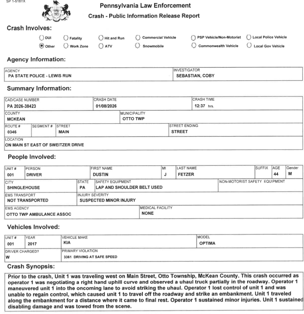 Suspected Minor Injuries And Disabling Damage In One Vehicle Crash On ...